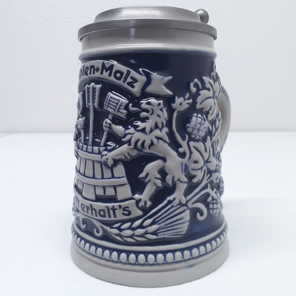 Gerz | Dining | Gerz Hopfen Malz Gott German Blue Gray Pottery Beer Mug ...